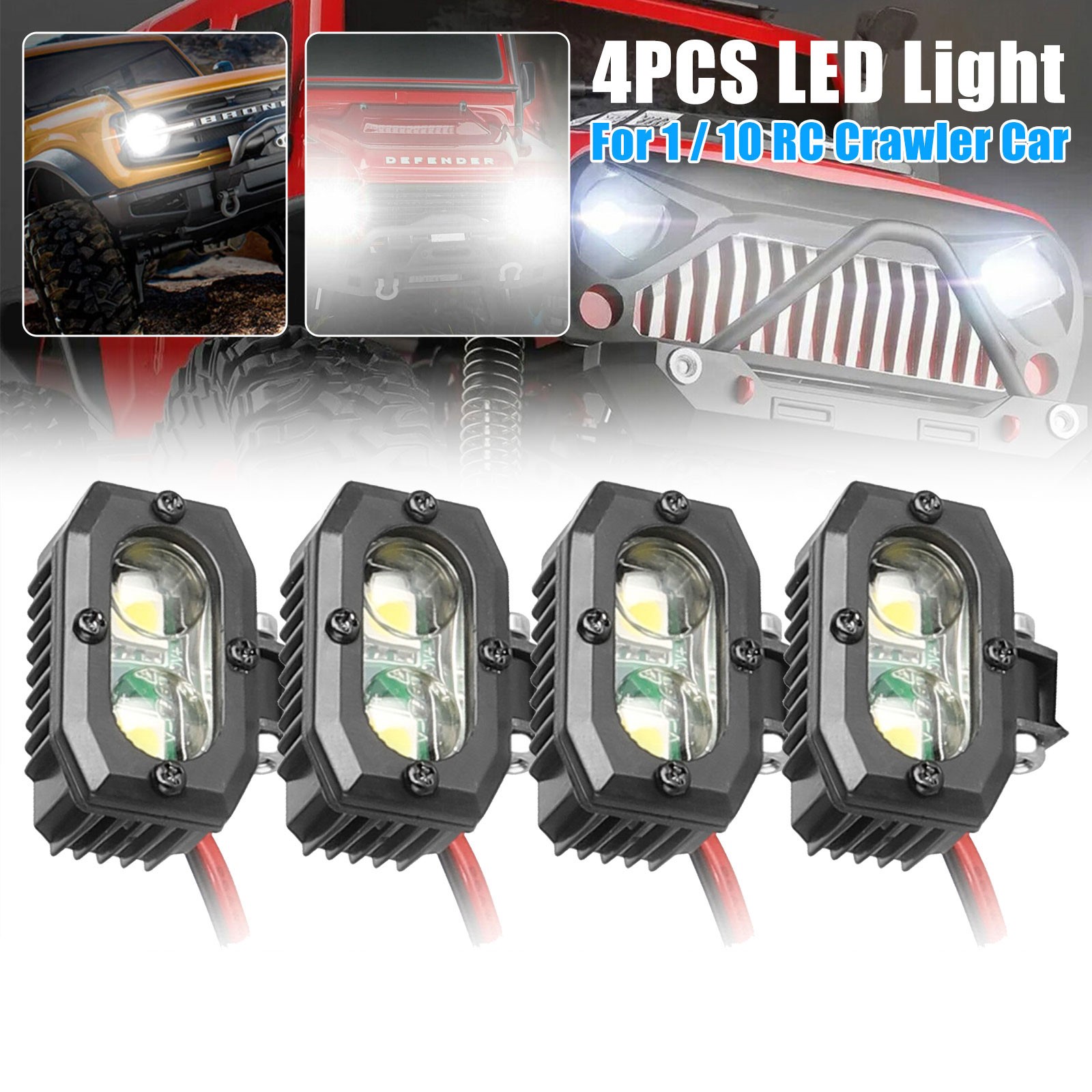 LED Bumper Lights for 1/10 RC Crawler Axial Traxxas TRX4 TRX6 SCX10 ...